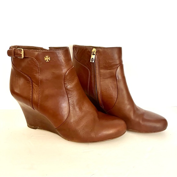 Tory Burch | Shoes | Tori Birch Milan Brown Wedge Ankle Boot Womens ...